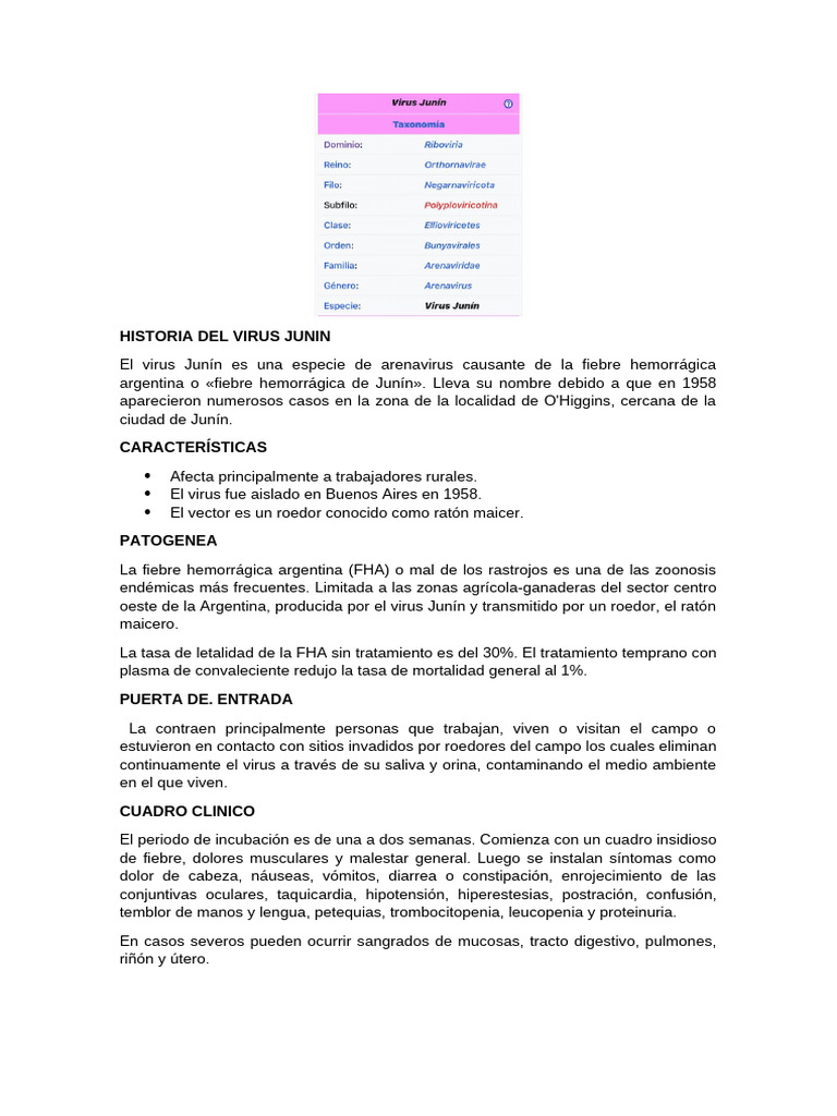 HISTORIA DEL VIRUS JUNIN | PDF