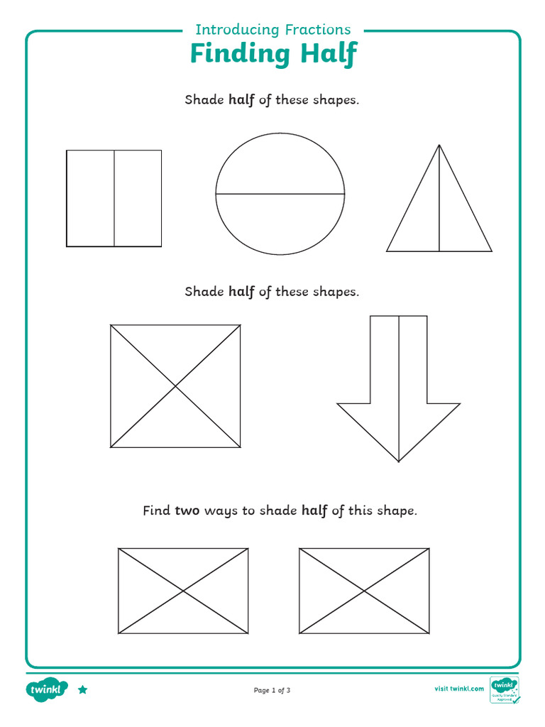 1.3.21 Year 1 Fractions Finding Half Differentiated Activity Sheet | PDF