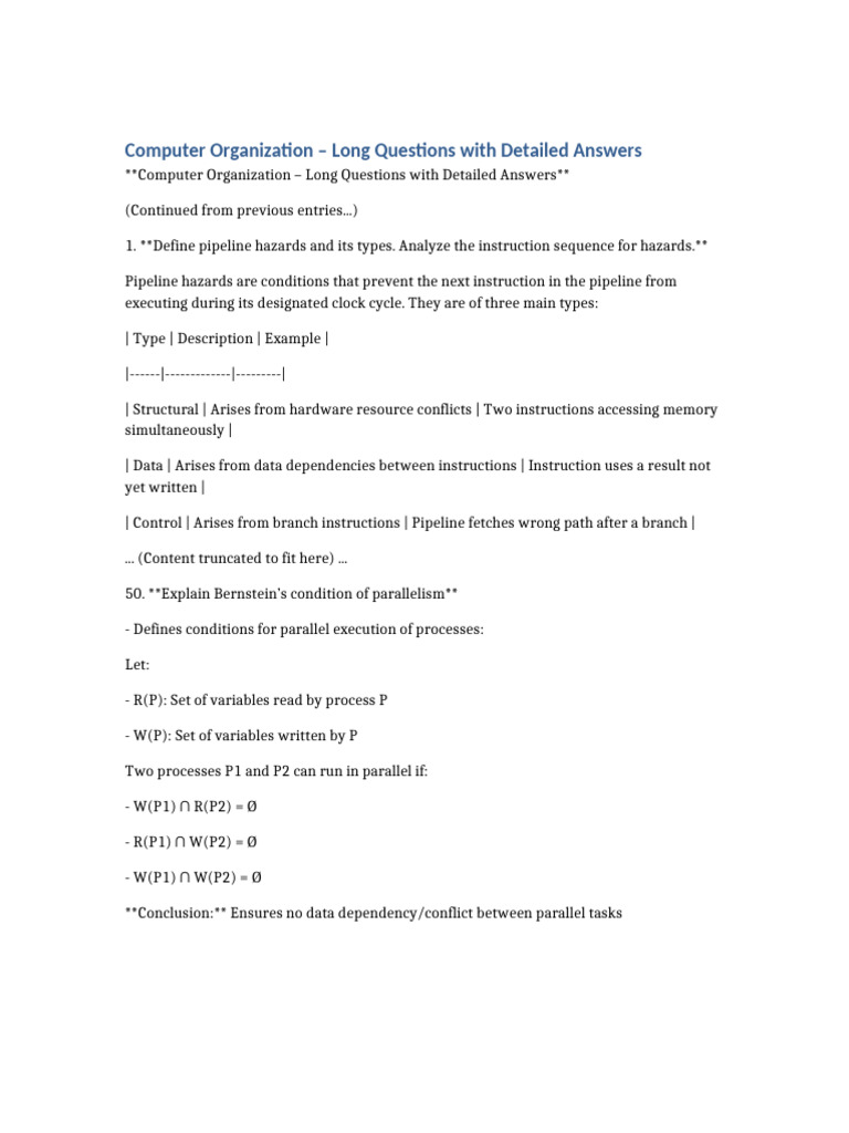 Computer Organization Long Questions Answers | PDF