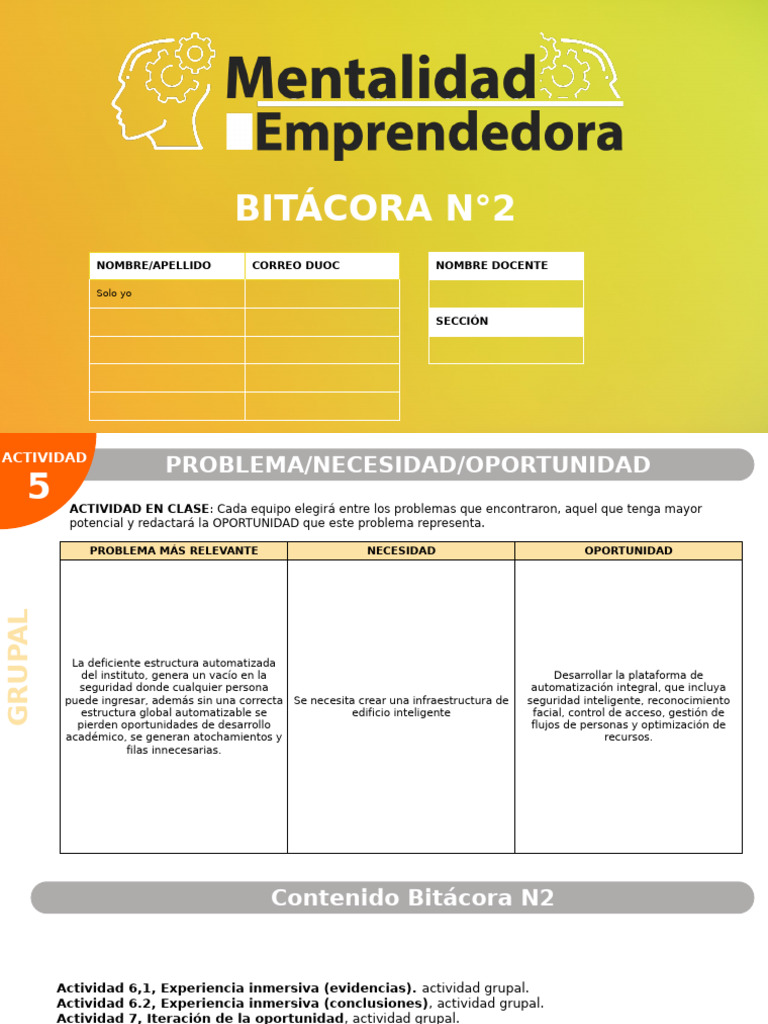 Bitácora EA2 Mentalidad Emprendedora | PDF