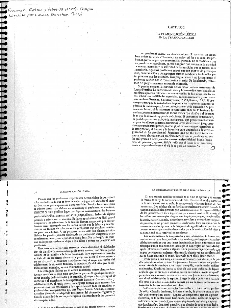 Terapia narrativa para niños - Freeman, Epston y Lobovits | PDF