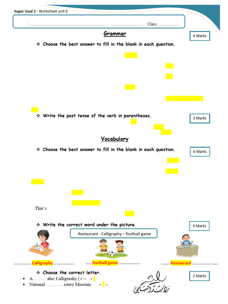 Super Goal 2 Unit 6 Worksheet Answers | PDF