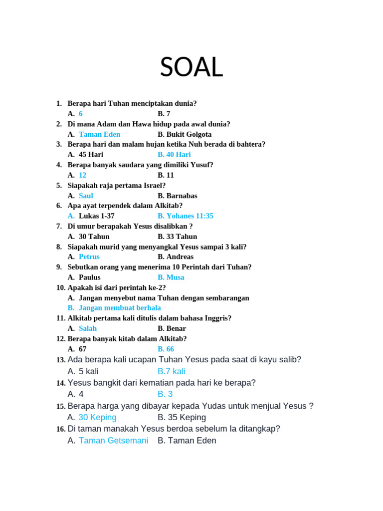 SOAL games ibadah padang | PDF