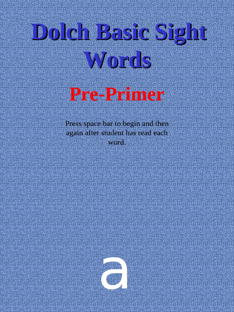 Dolch Pre-Primer Words | PDF