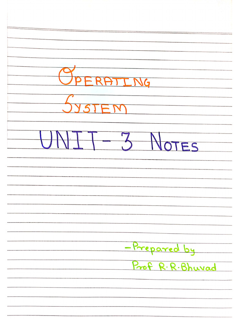OS Unit 3,4,6 Unit Notes | PDF