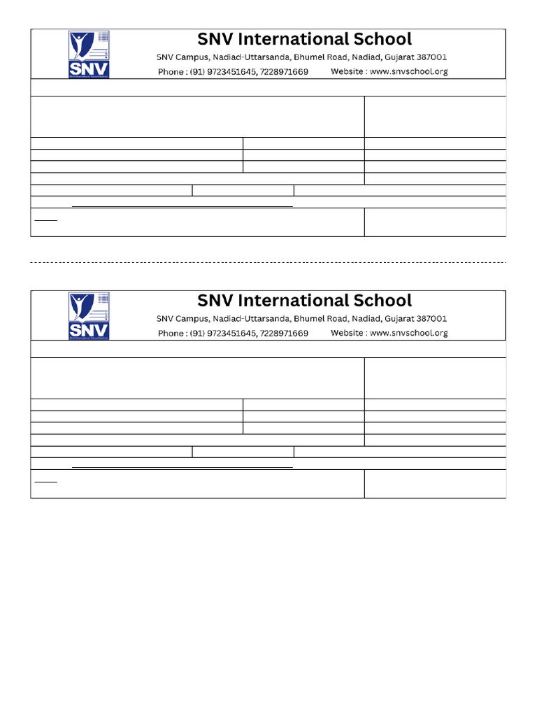 SNV International School 2025-2026 5100080 | PDF