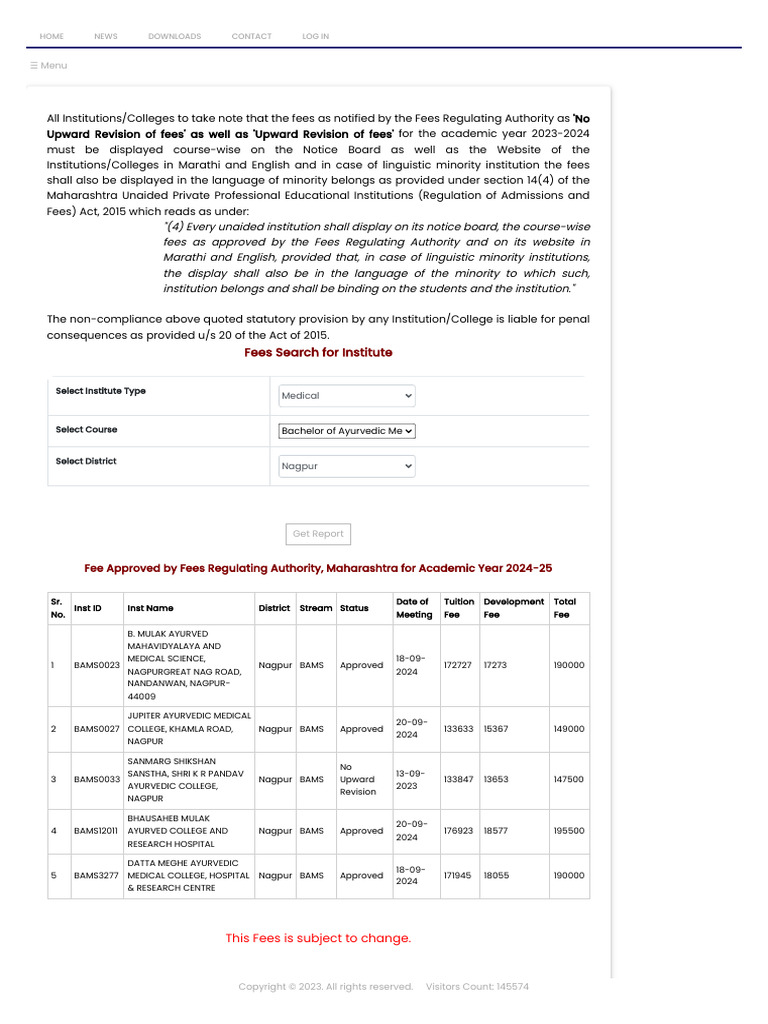 Maharashtra Fees Regulation 2024-25 | PDF