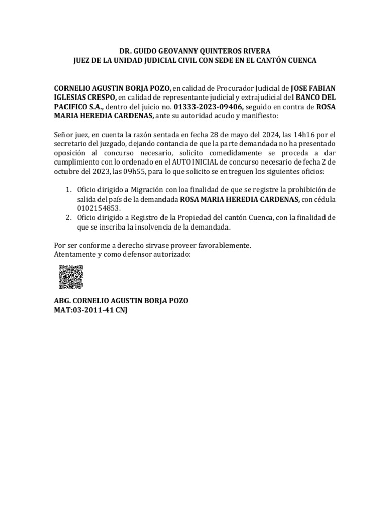 ESCRITO OFICIOS INSCRIPCION - Signed PDF | PDF