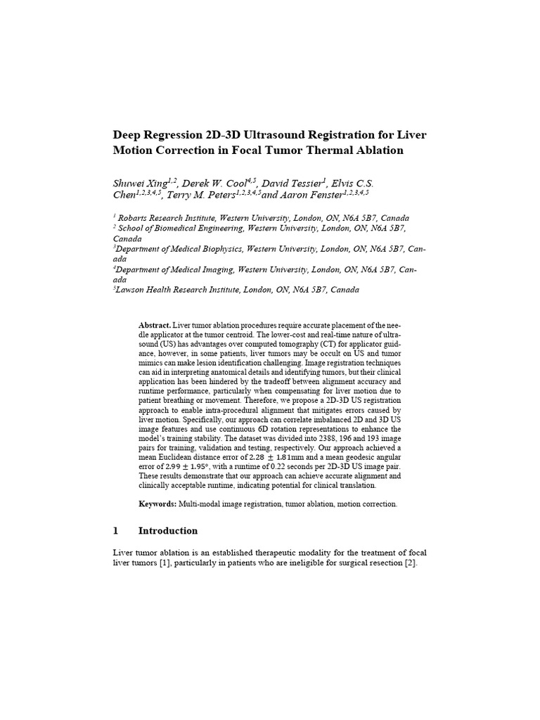 Deep Regression 2D-3D Ultrasound Registration For Liver | PDF | Magnetic Resonance Imaging