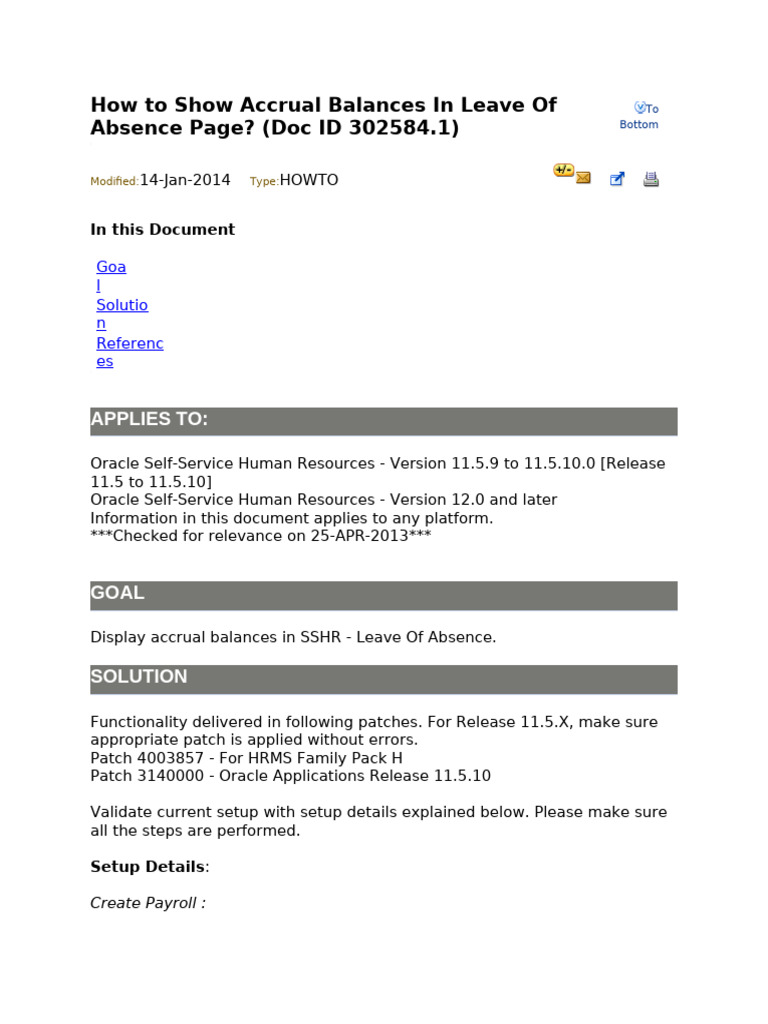 How To Show Accrual Balances in Leave of Absence Page | PDF ...