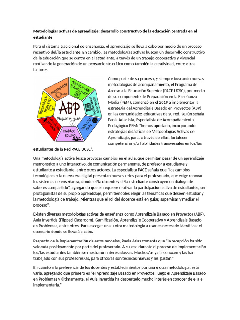 Metodologías Activas de Aprendizaje Yetsi | PDF | Maestros | Enseñando
