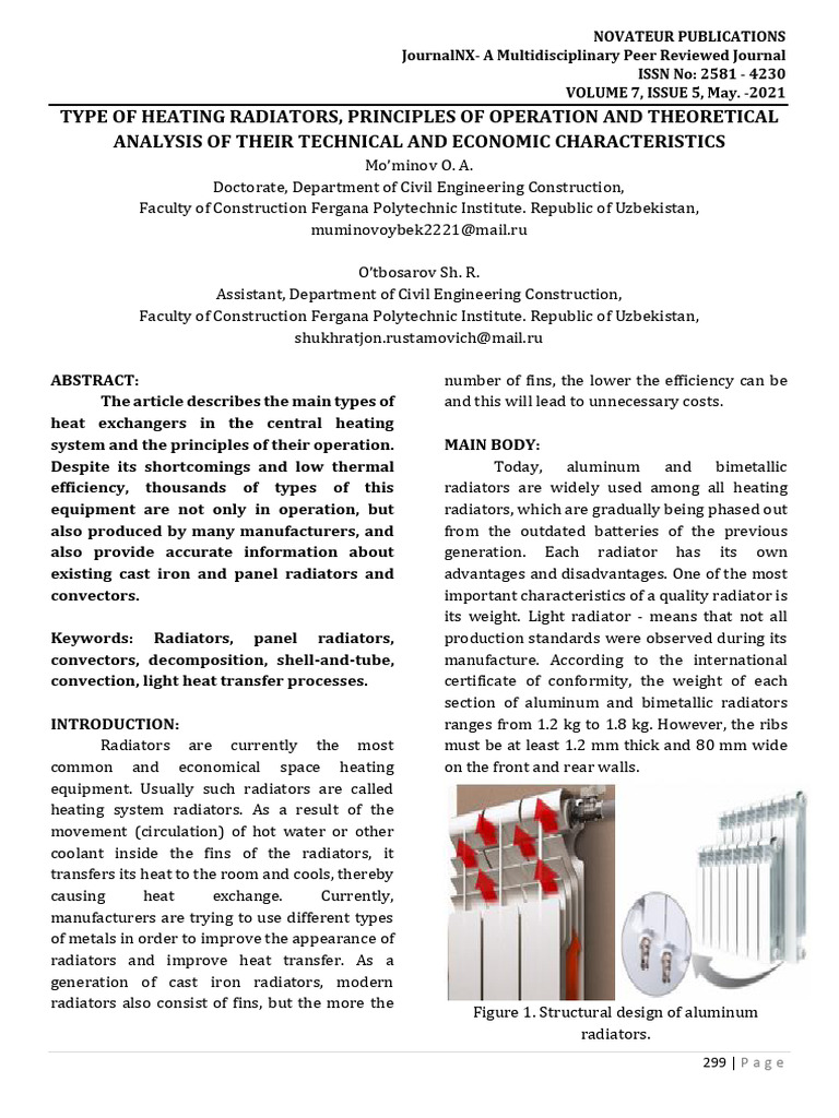 Types and Analysis of Heating Radiators | PDF | Radiator | Heat Transfer