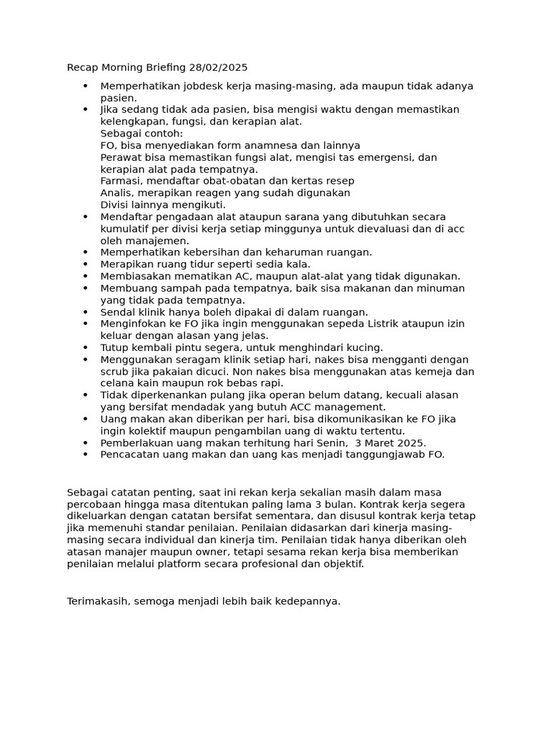 Recap Morning Briefing | PDF