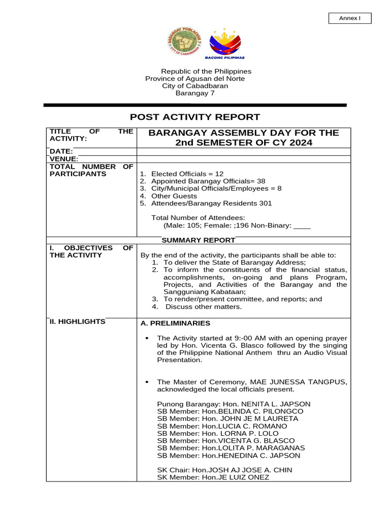 Annex I - Post Activity Report Template | PDF