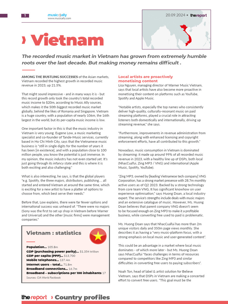 Vietnam's Emerging Music Market 2024 | PDF | Vietnam | Spotify