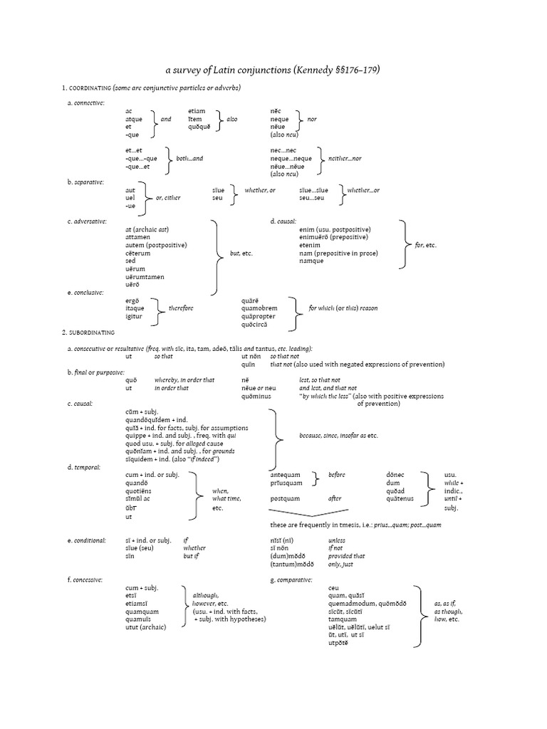 Latin Conjunctions Overview | PDF | Syntax | Grammar