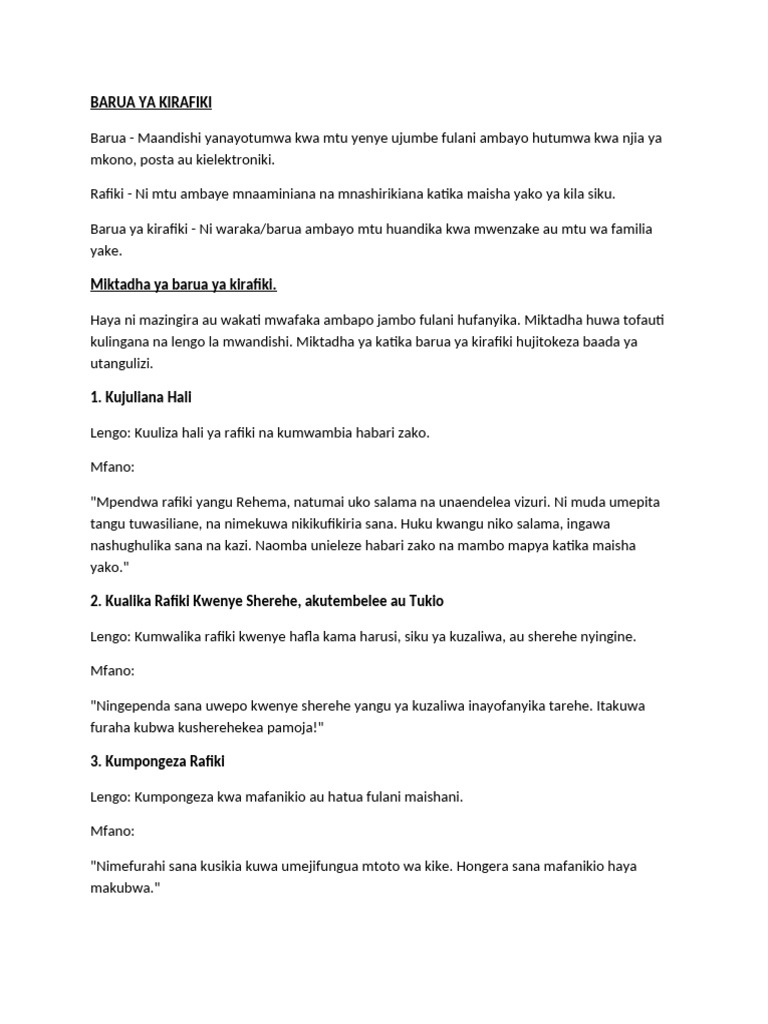 Barua Ya Kirafi | PDF