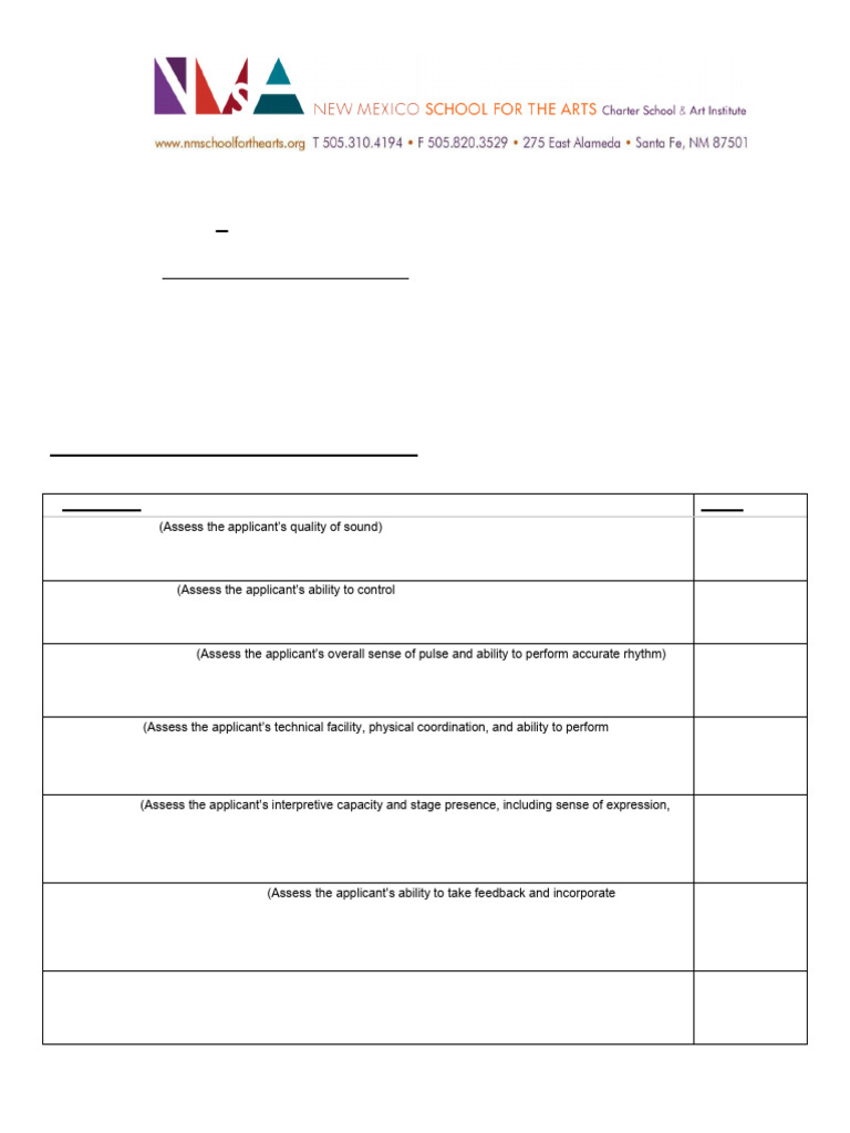 2014 15 Music Woodwind Audition Evaluation Form Template | PDF ...