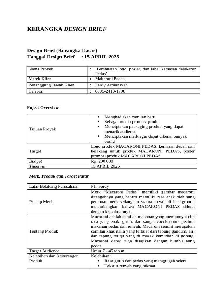 Contoh - Design - Brief Okupasi Content Creator | PDF