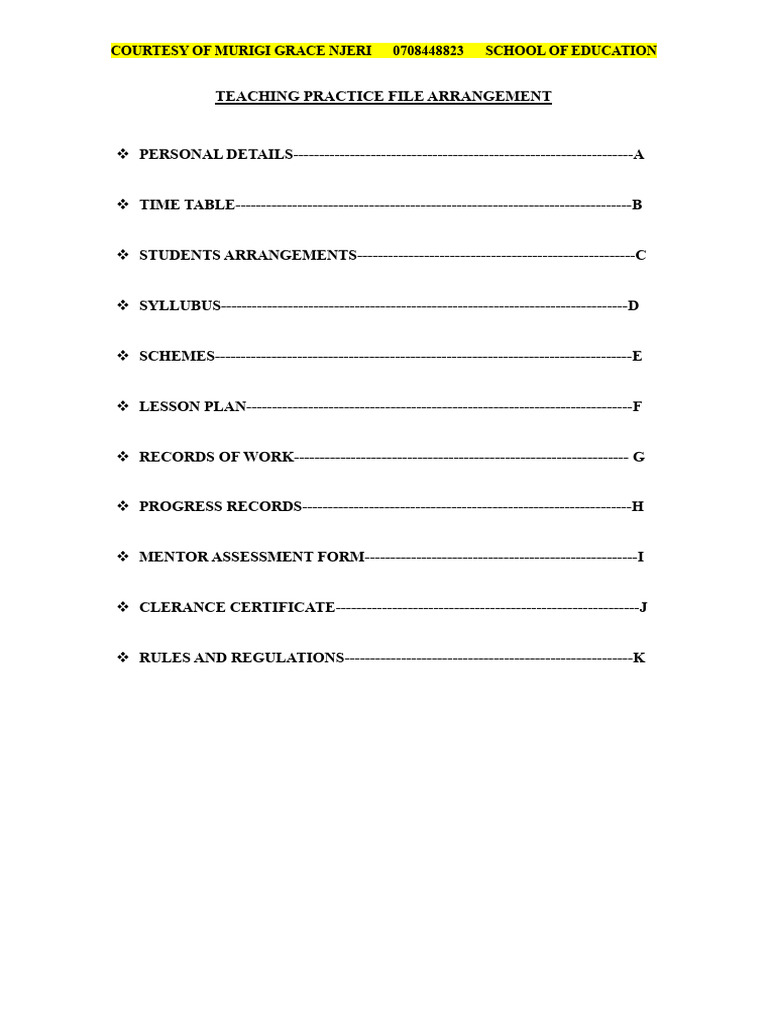 Teaching Practice File Arrangement, Murigi Grace | PDF