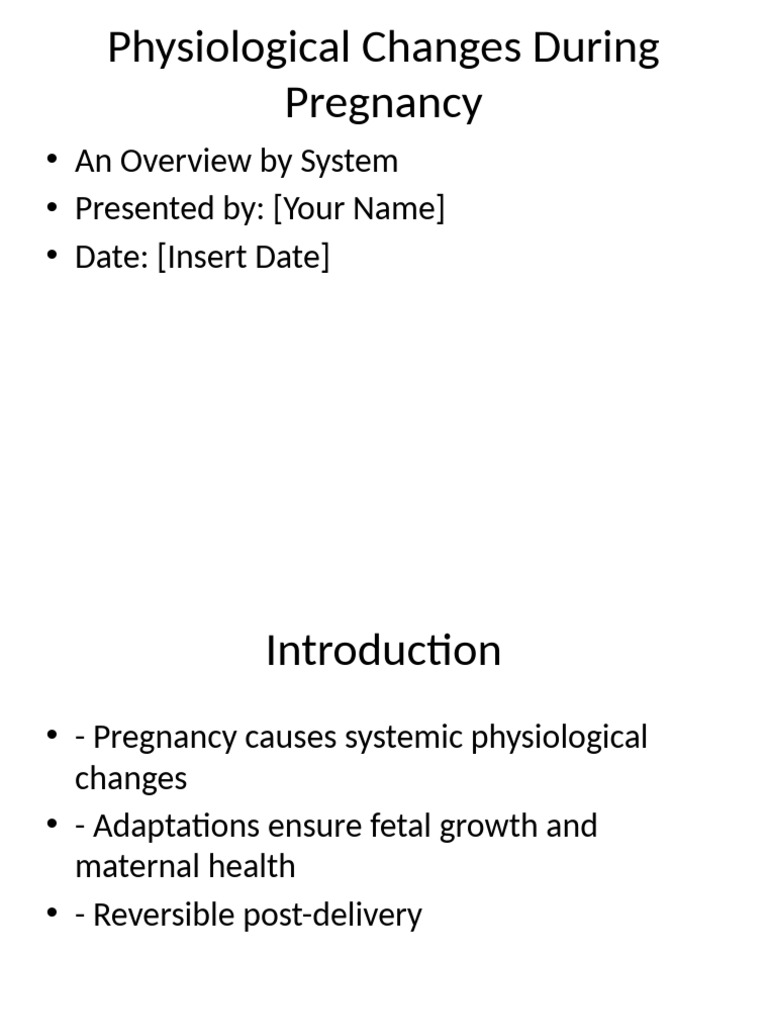 Physiological Changes During Pregnancy Updated | PDF