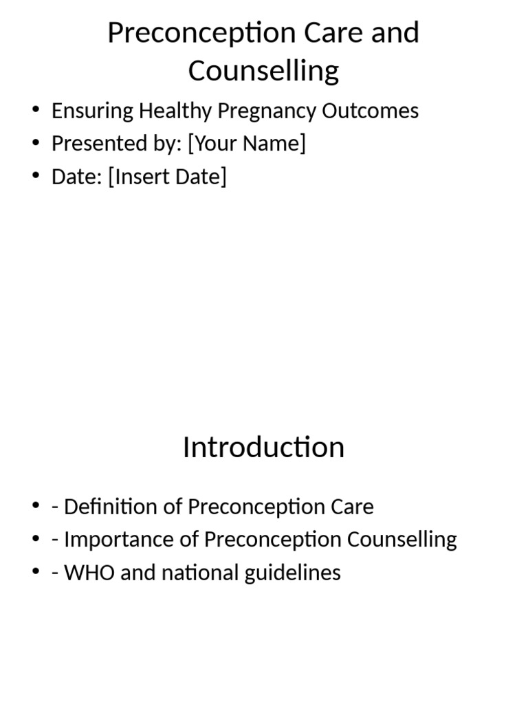 Preconception Care and Counselling | PDF