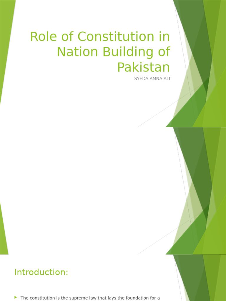 Role of Constitution in Nation Building of Pakistan | PDF | Pakistan ...
