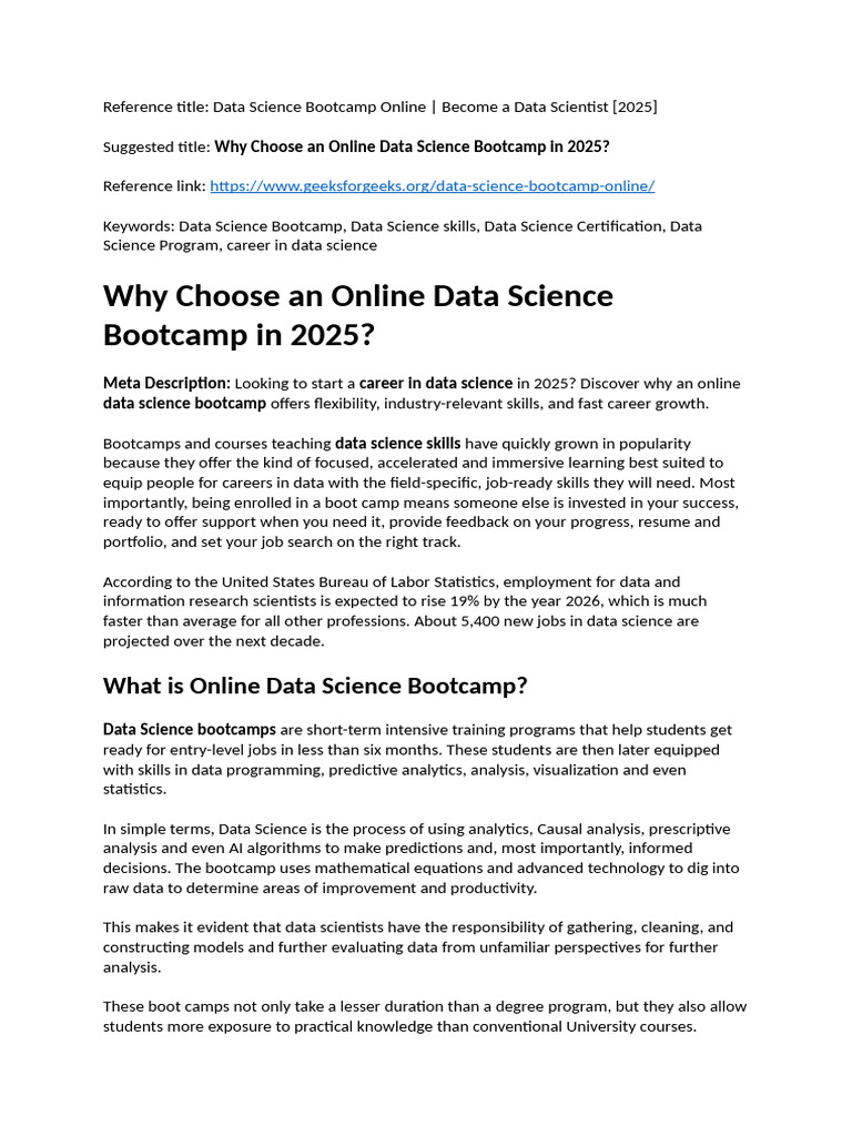 Data Science Bootcamp Online - Become A Data Scientist (2025) | PDF | Data Science | Analytics