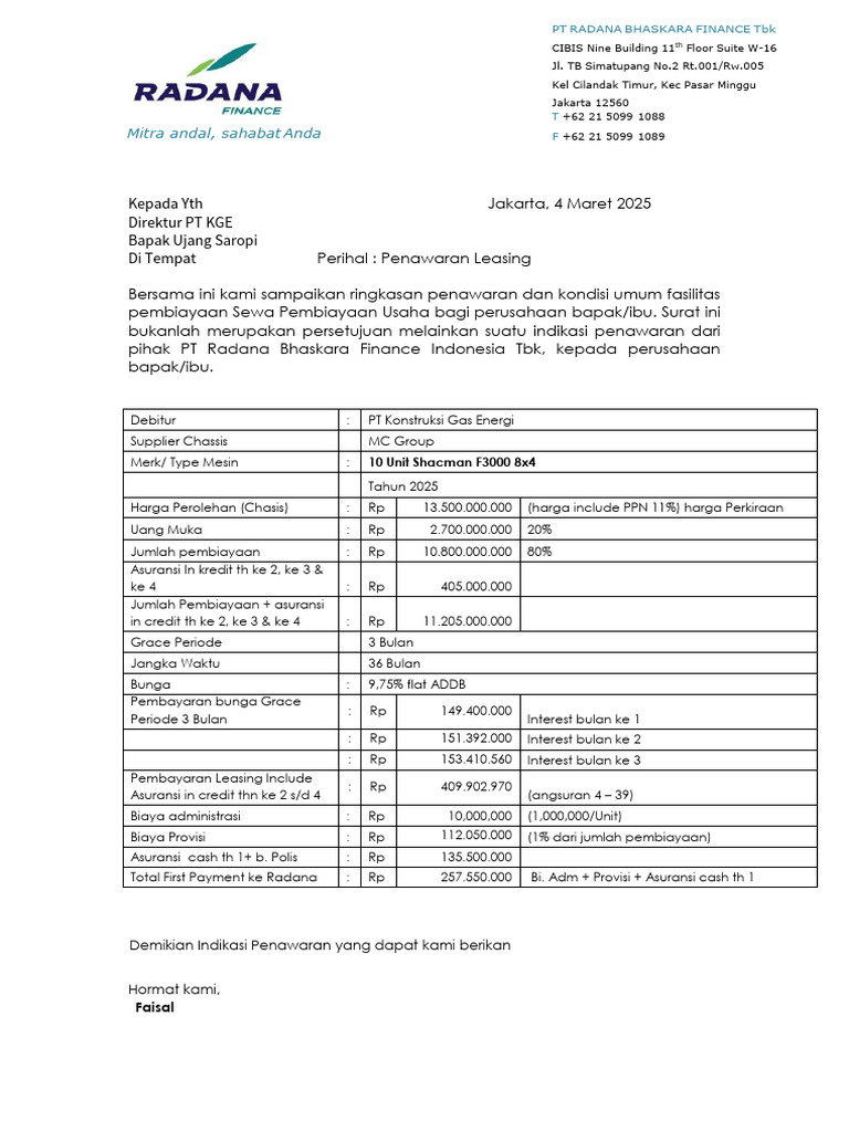Penawaran Grace Periode PT KGE | PDF