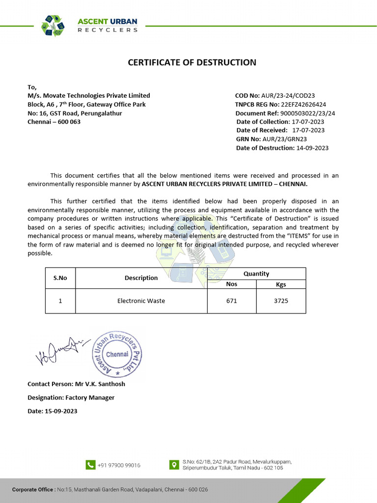COD For Movate Technologies | PDF