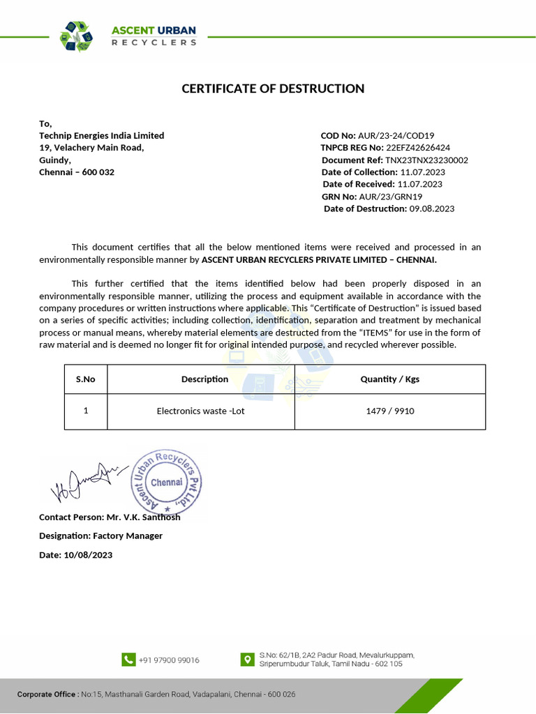 COD For Technip Energies | PDF