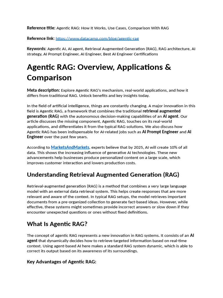 How It Works, Use Cases, Comparison With RAG | PDF | Artificial Intelligence | Intelligence (AI ...