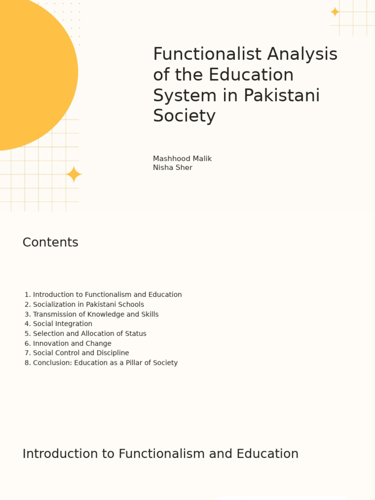 Functionalist Analysis of The Education System in Pakistani Society ...