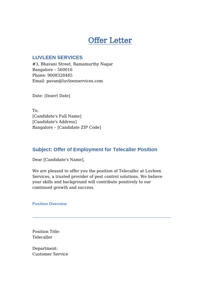 Luvleen Services Offer Letter | PDF