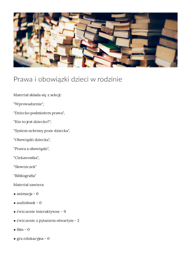 Prawa I Obowiazki Dzieci W Rodzinie | PDF