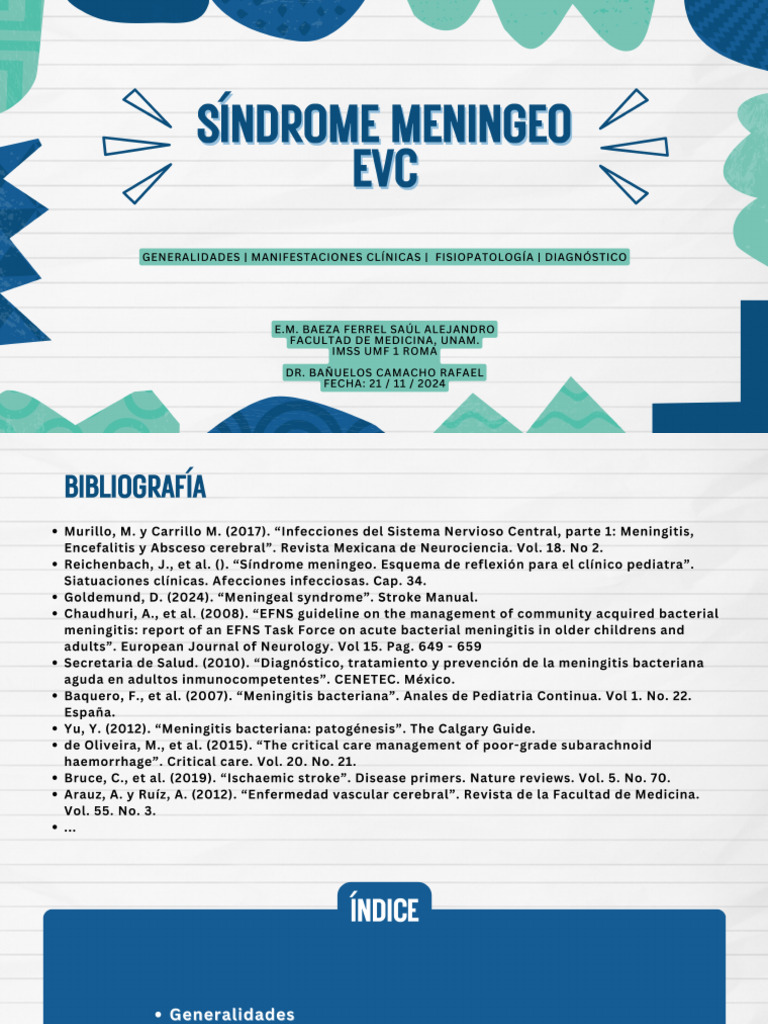 Tema: SX Meningeo y Evc: 21: 11: 2024: Baeza Ferrel Saúl Alejandro | PDF