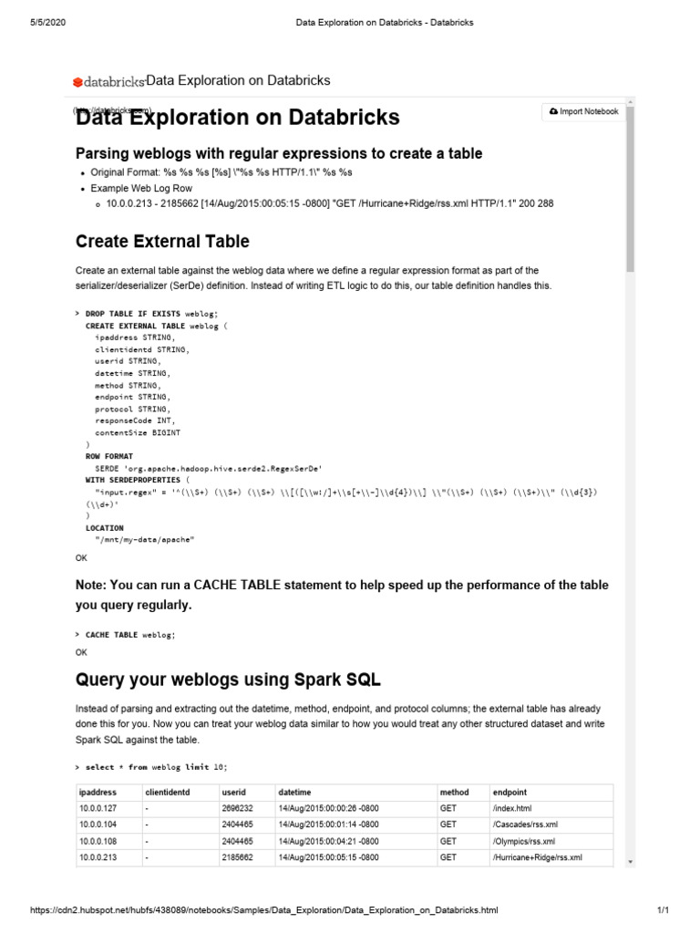 Data Exploration On Databricks - Databricks | PDF | Software Engineering | Information ...