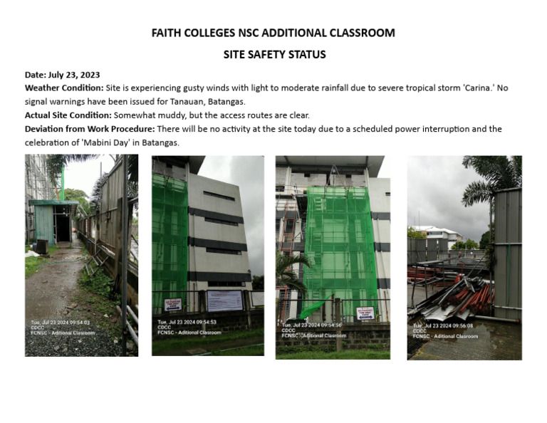 Faith Colleges SITE SAFETY CONDITION | PDF