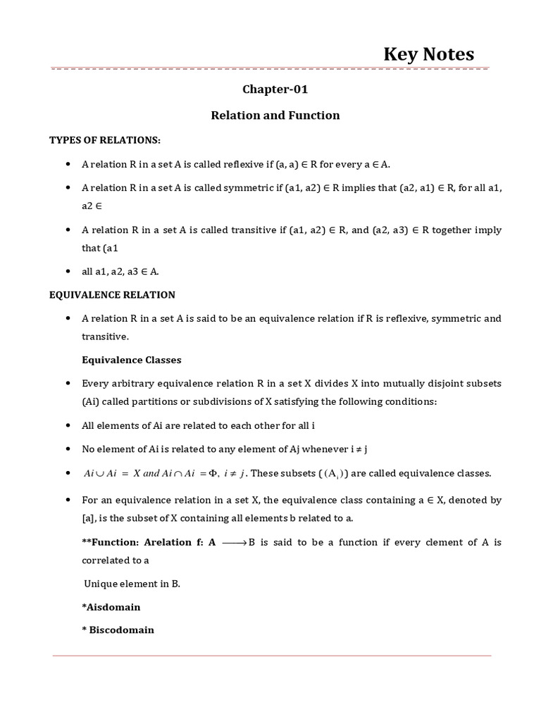 Chapter 1 Relations and Functions | PDF