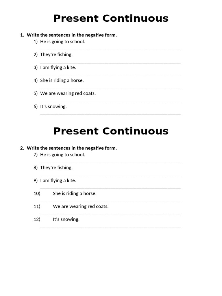 Present Continuous Negative | PDF