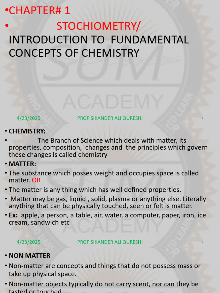 Introduction to Chemistry Concepts | PDF | Mole (Unit) | Stoichiometry