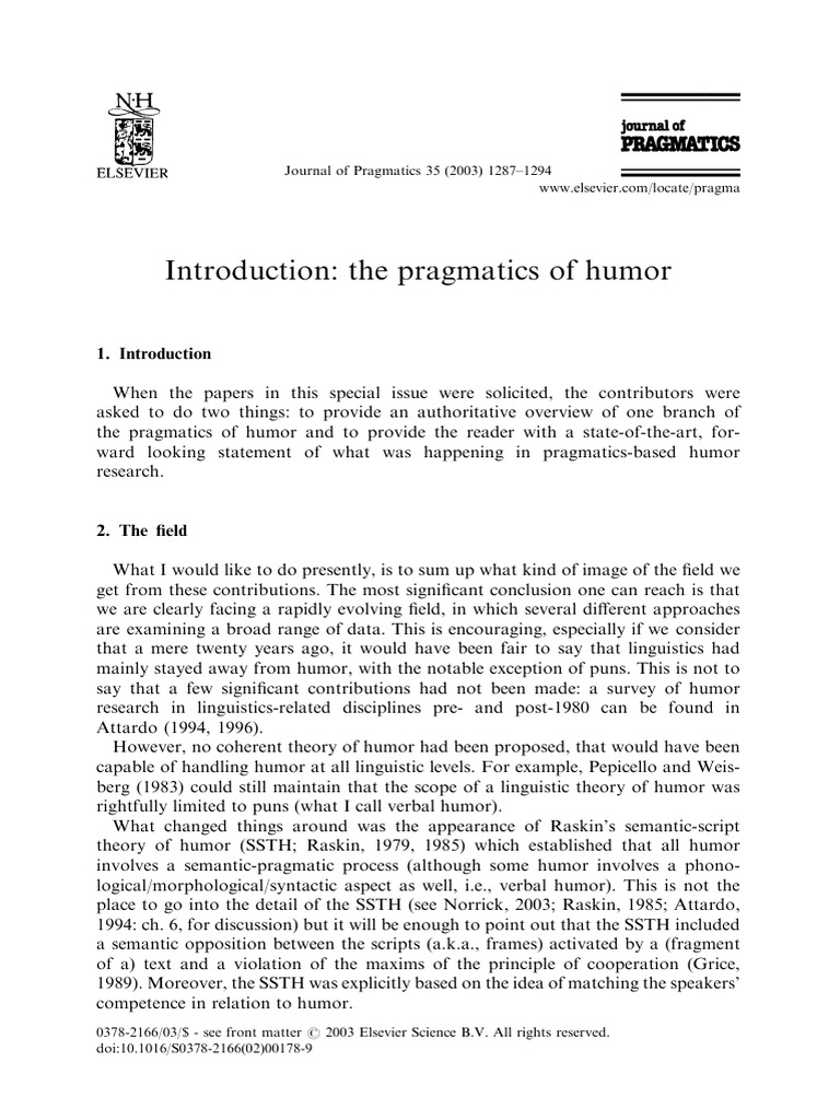 Introduction The Pragmatics of Humor | PDF | Jokes | Laughter
