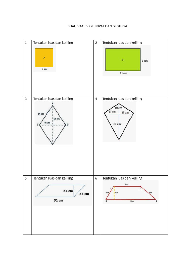 SOAL Bangun Datar | PDF