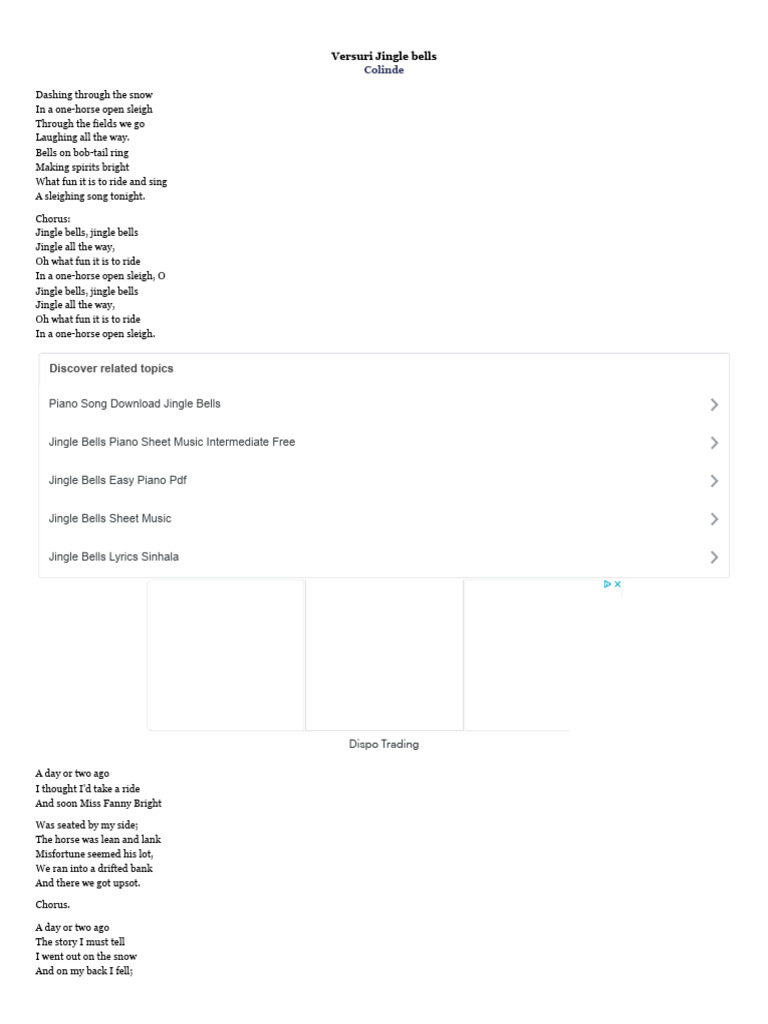 Jingle Bells - Versuri Colinde | PDF