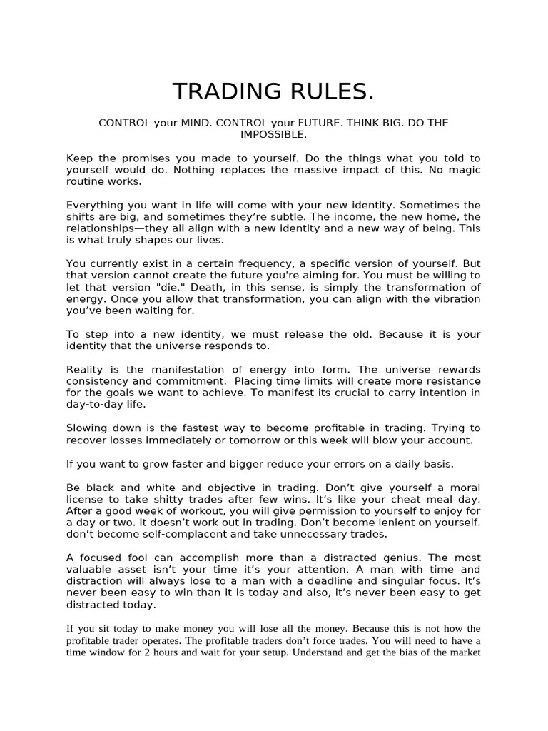 Trading Rules Final Corrected | PDF | Intention