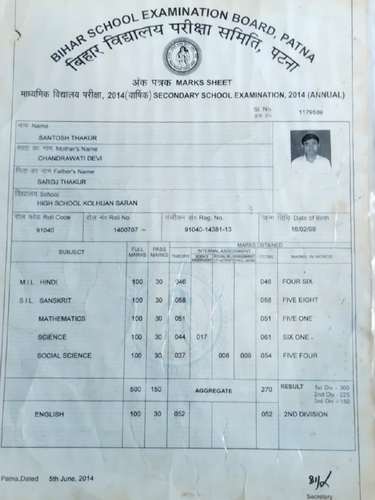 Santosh Thakur 10 TH | PDF