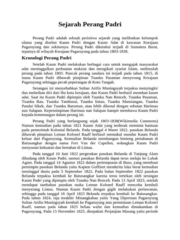 Sejarah Perang Padri | PDF