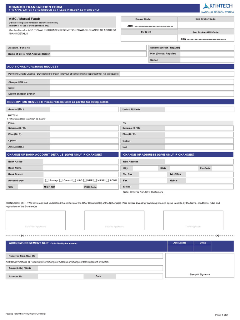 Common Transaction Form | PDF