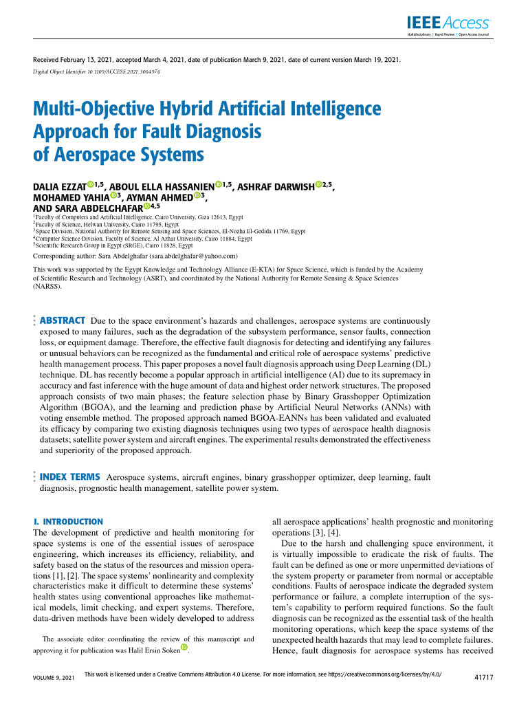 Multi-Objective Hybrid Artificial Intelligence Approach For Fault Diagnosis of Aerospace Systems ...