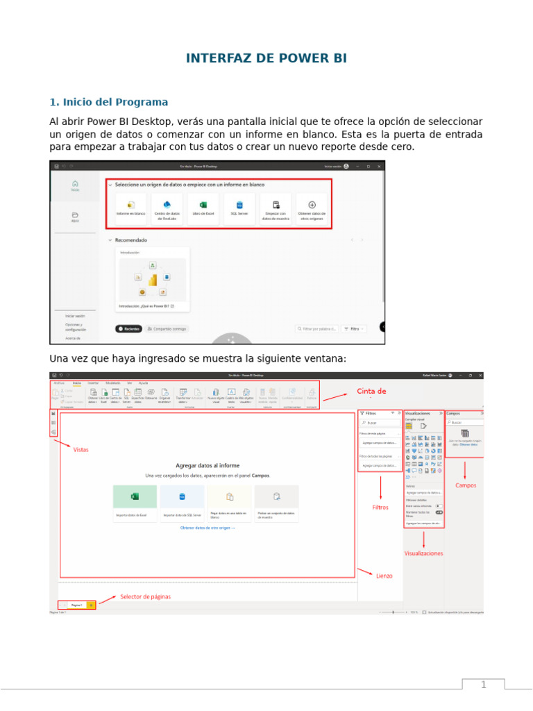Componentes de la Interfaz de Power BI | PDF | Microsoft Excel ...
